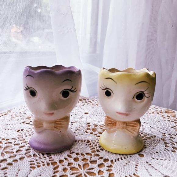 Accents | Vintage Midcentury Kitsch Anthropomorphic Egg Cups | Poshmark